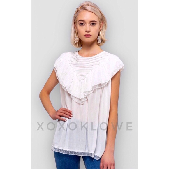 POL | Tops | Pol White Ivory Pleats Ruffles Top Sleeveless | Poshmark